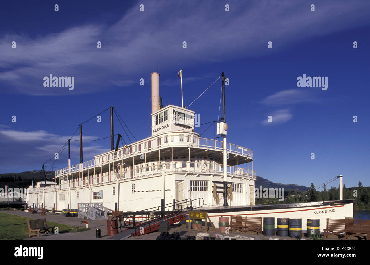 North America, Canada, Yukon, Whitehorse. Old steamboat Klondike along ...