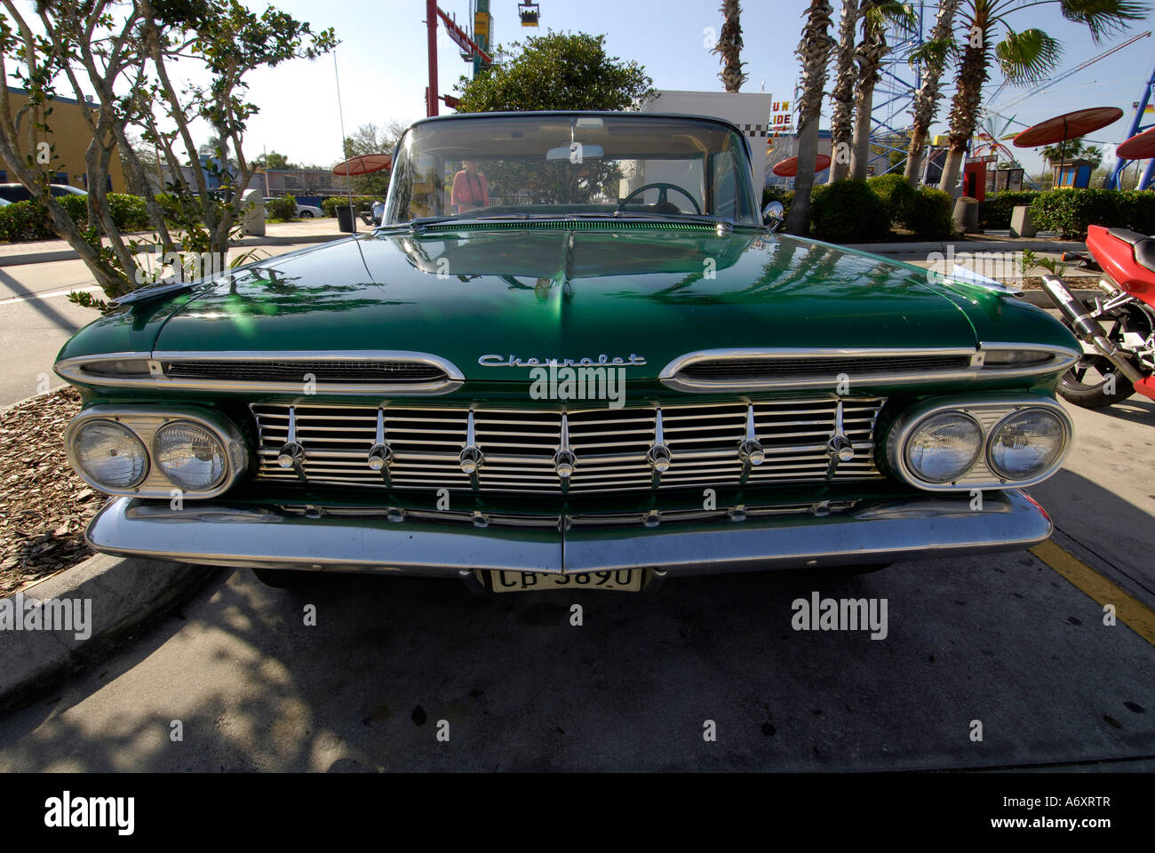 Green Chevy Antique Car Display in Old Town Area at Kissimmee Orlando ...