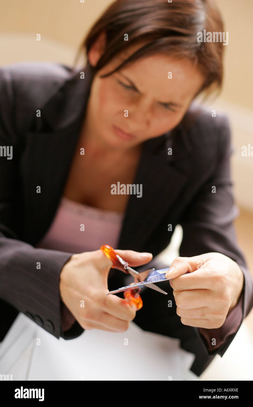 Happy woman using credit card hi-res stock photography and images - Alamy