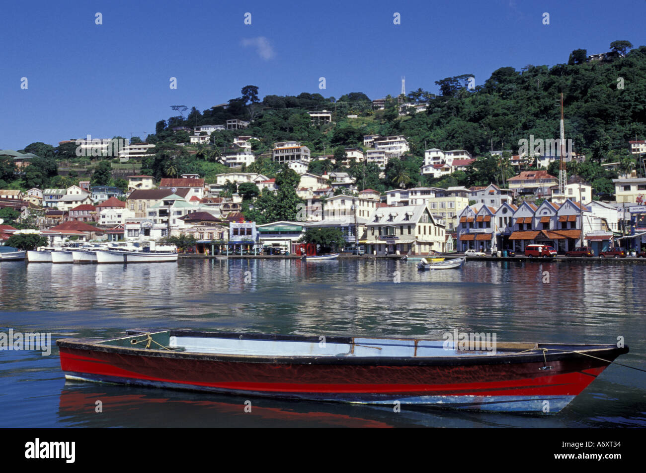 CARIBBEAN, Grenada, St. George, Boat anchored in harbor Stock Photo - Alamy