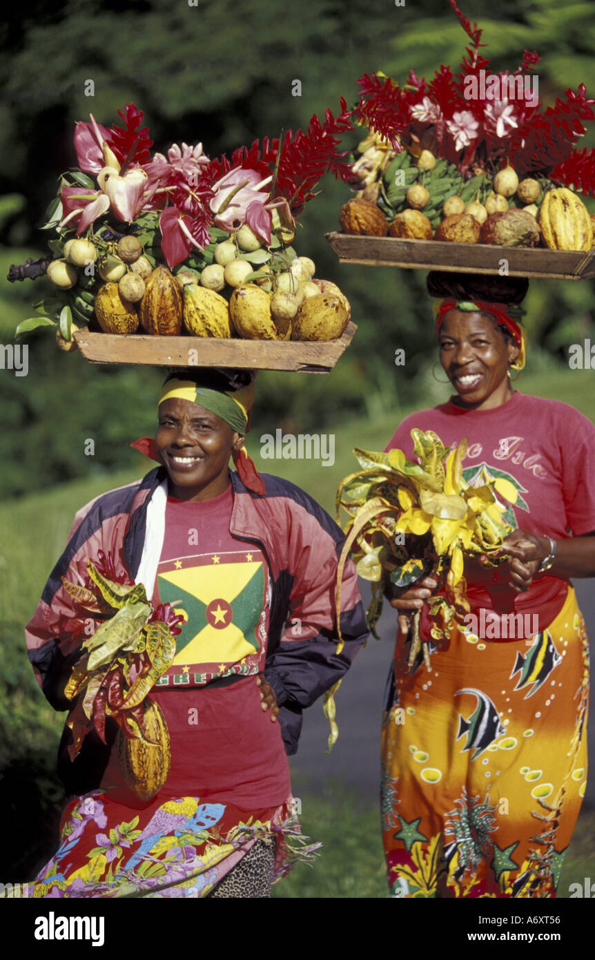 CARIBBEAN, Grenada, St. George, Local Grenadian women balancing ...