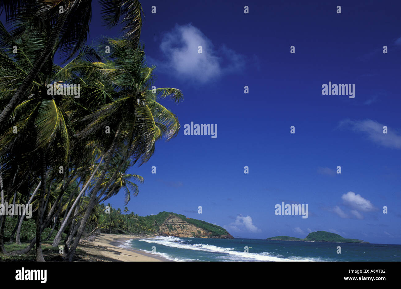 Caribbean, Grenada, Bathway Beach. Beach on Atlantic Ocean in N.E ...