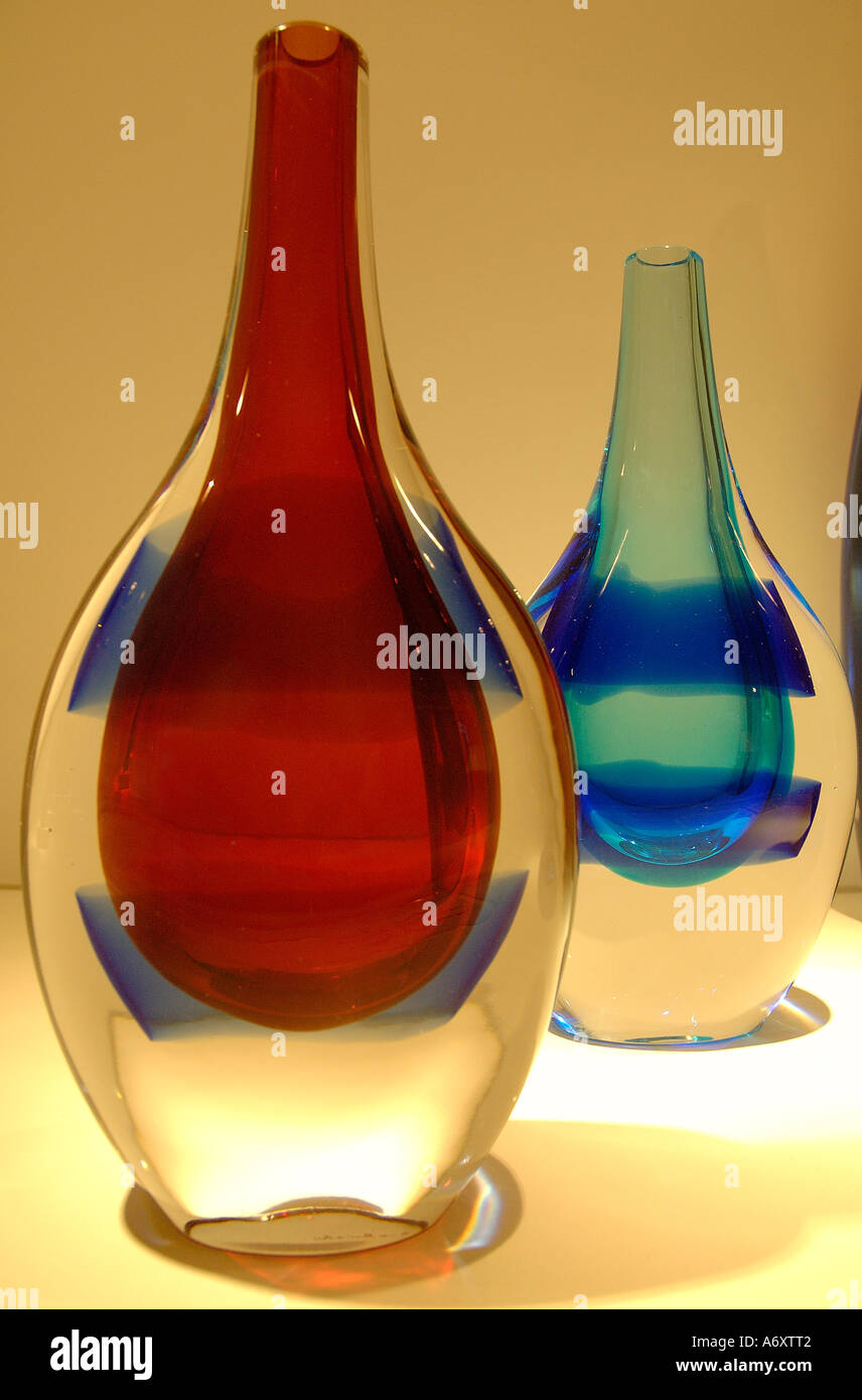 Glass vases which feature the sommerso glassmaking technique from the ...