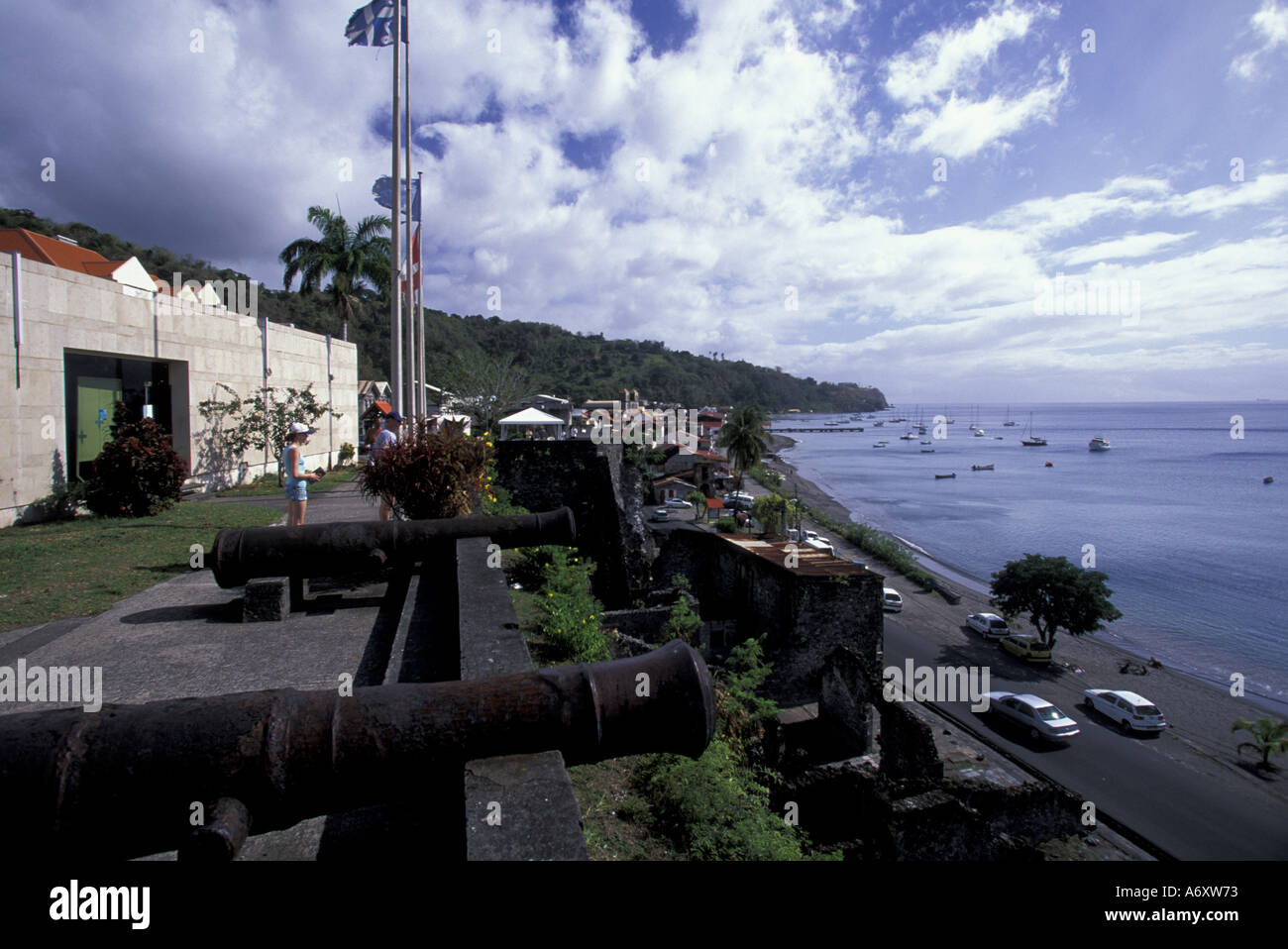 Caribbean, French West Indies, Martinique, Sainte, Pierre. Town View ...