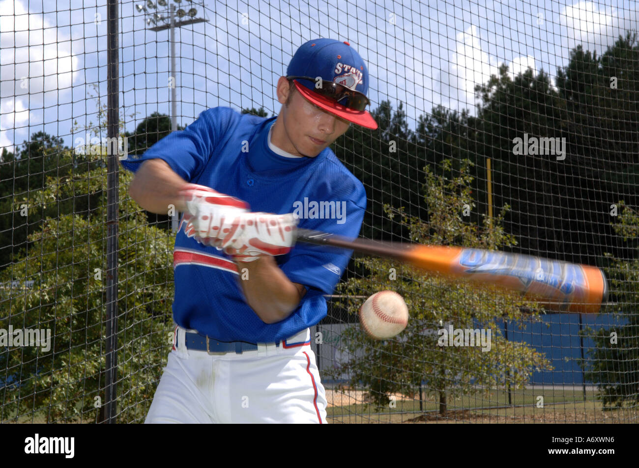 college baseball player in batting practice cage Atlanta Robin Nelson ...