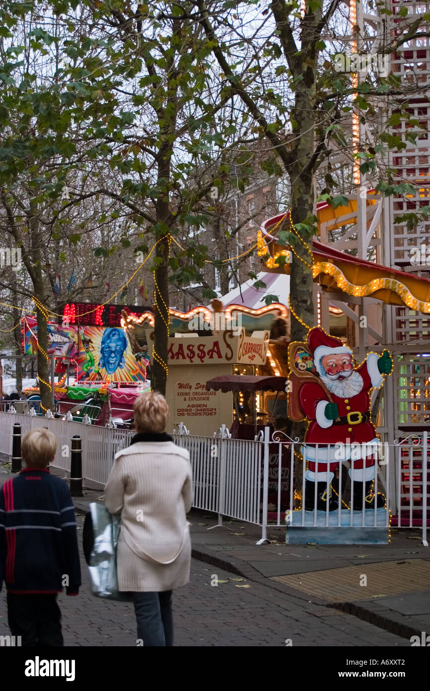 German funfair in Parliament Street York North Yorkshire at Christmas ...