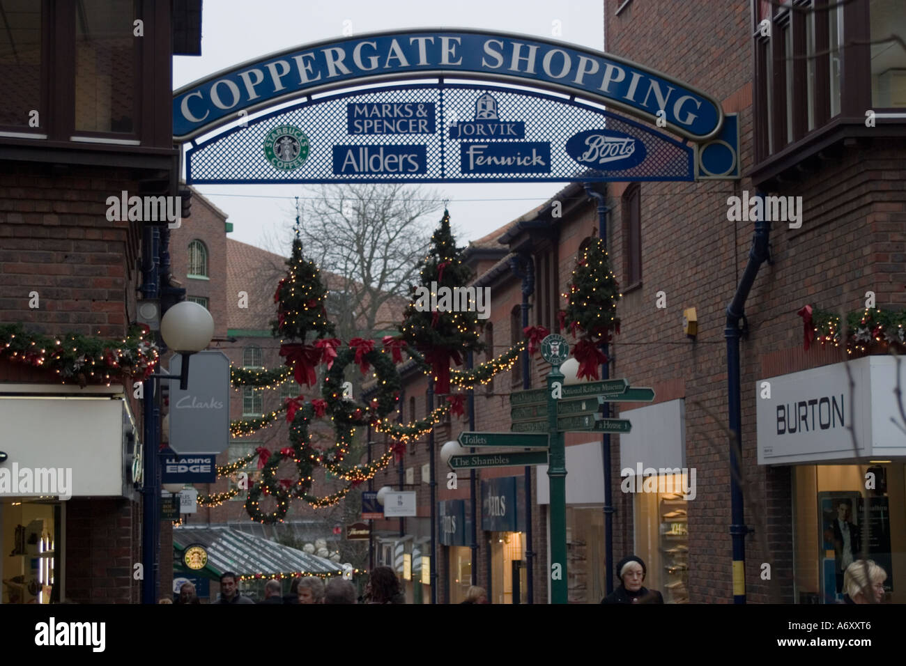 Entrance to Coppergate Shopping precinct in York North Yorkshire at ...