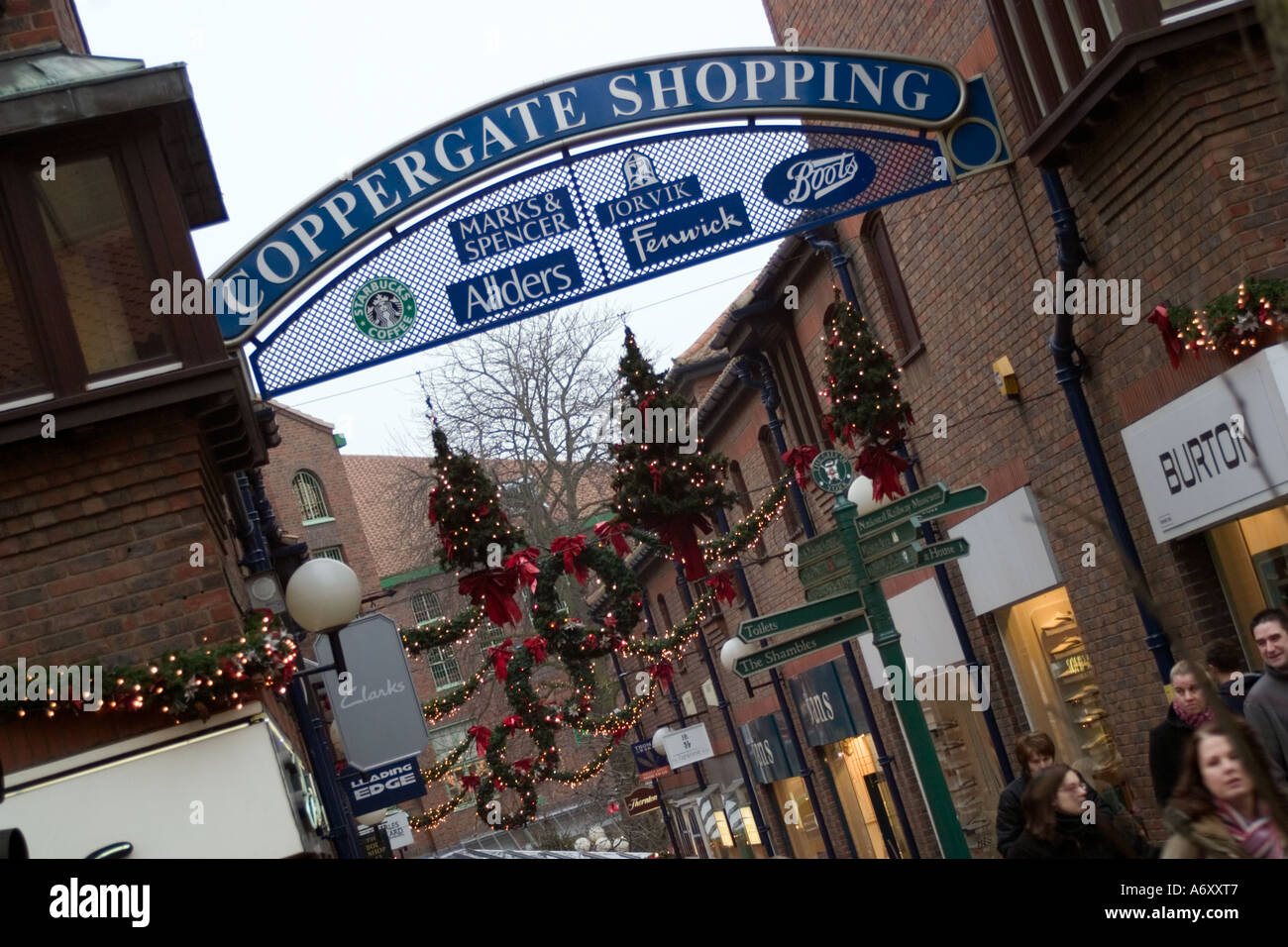 Entrance to Coppergate Shopping precinct in York North Yorkshire at ...