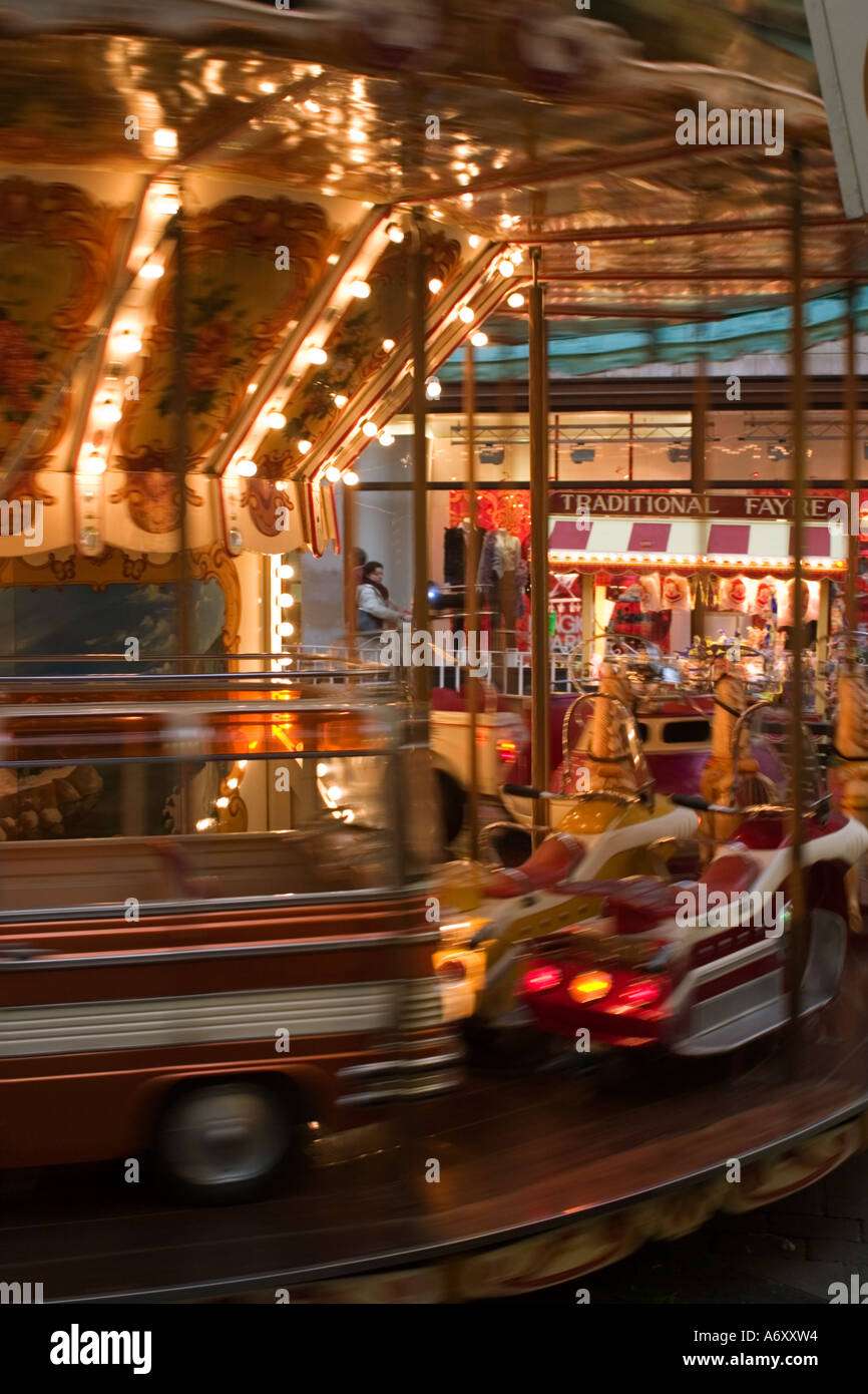 Carousel ride at German funfair in Parliament Street York North ...