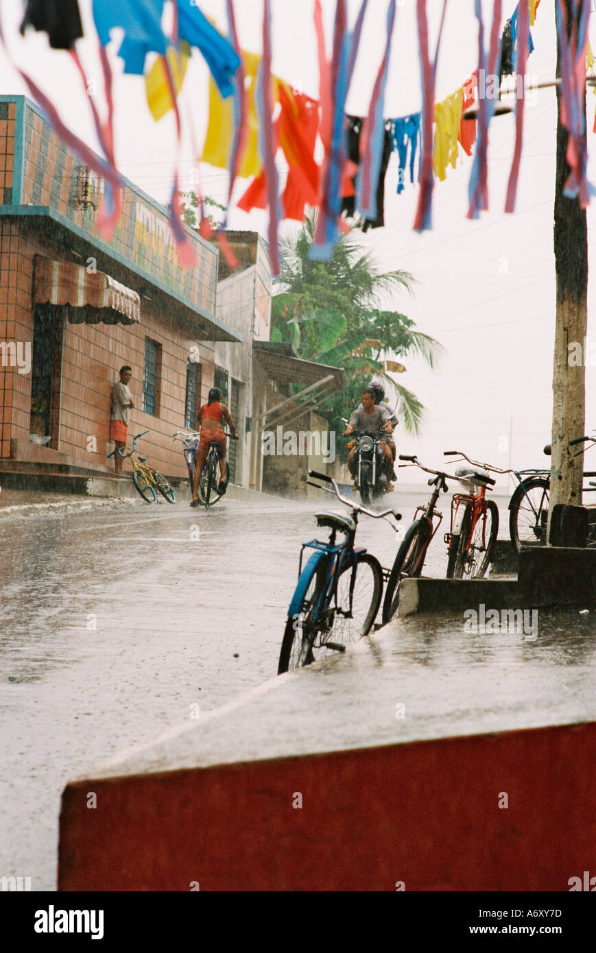 Bikers in rain storm Stock Photo - Alamy