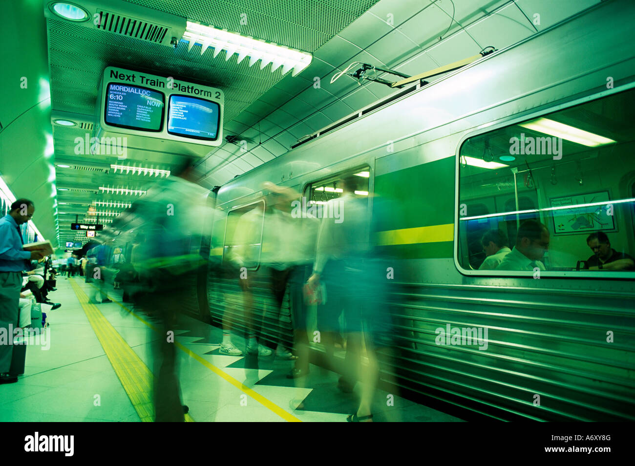 Passengers boarding train at Parliament Station in the City of ...