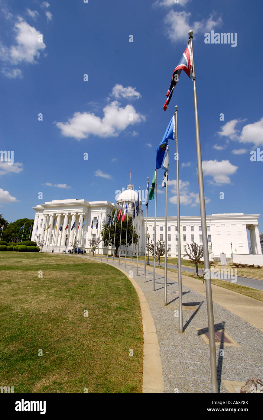 Official flags of the 50 different state on the mall of the Historic ...