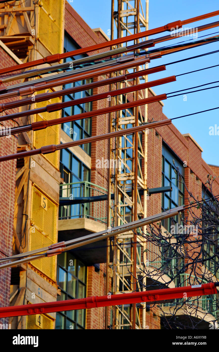 Construction site Power lines protected by rubber sleeves Stock Photo ...
