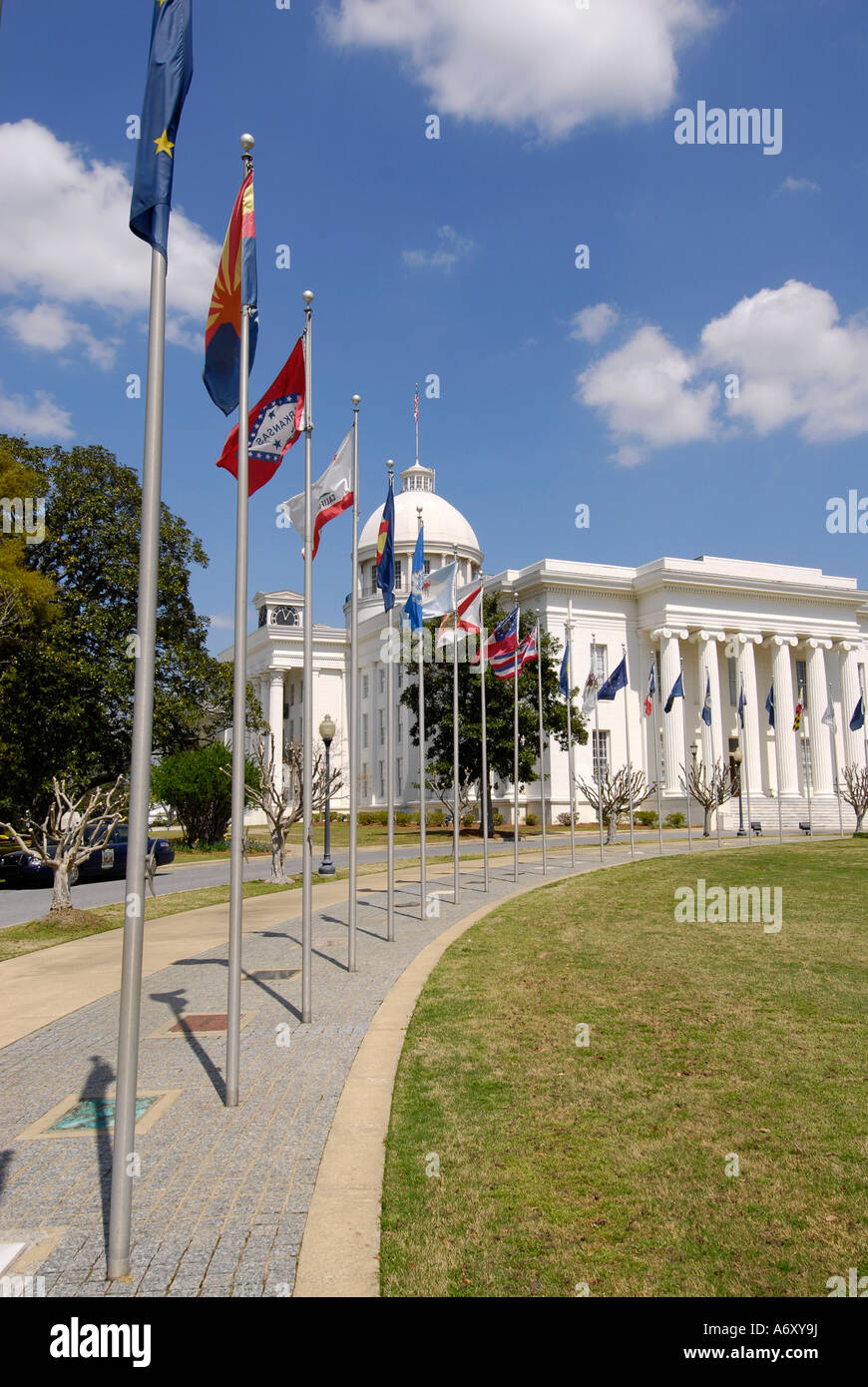 Official flags of the 50 different state on the mall of the Historic ...