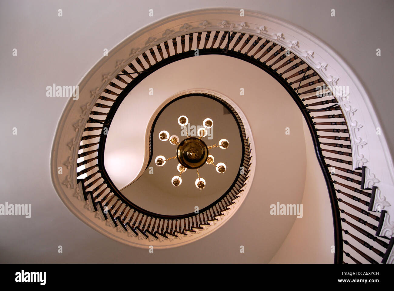 Winding spiral staircase in the Historic State Capitol building located ...