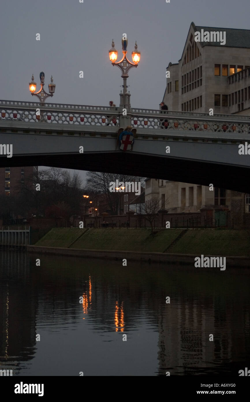Lendal Bridge at dusk with lights coming on York North Yorkshire Stock ...