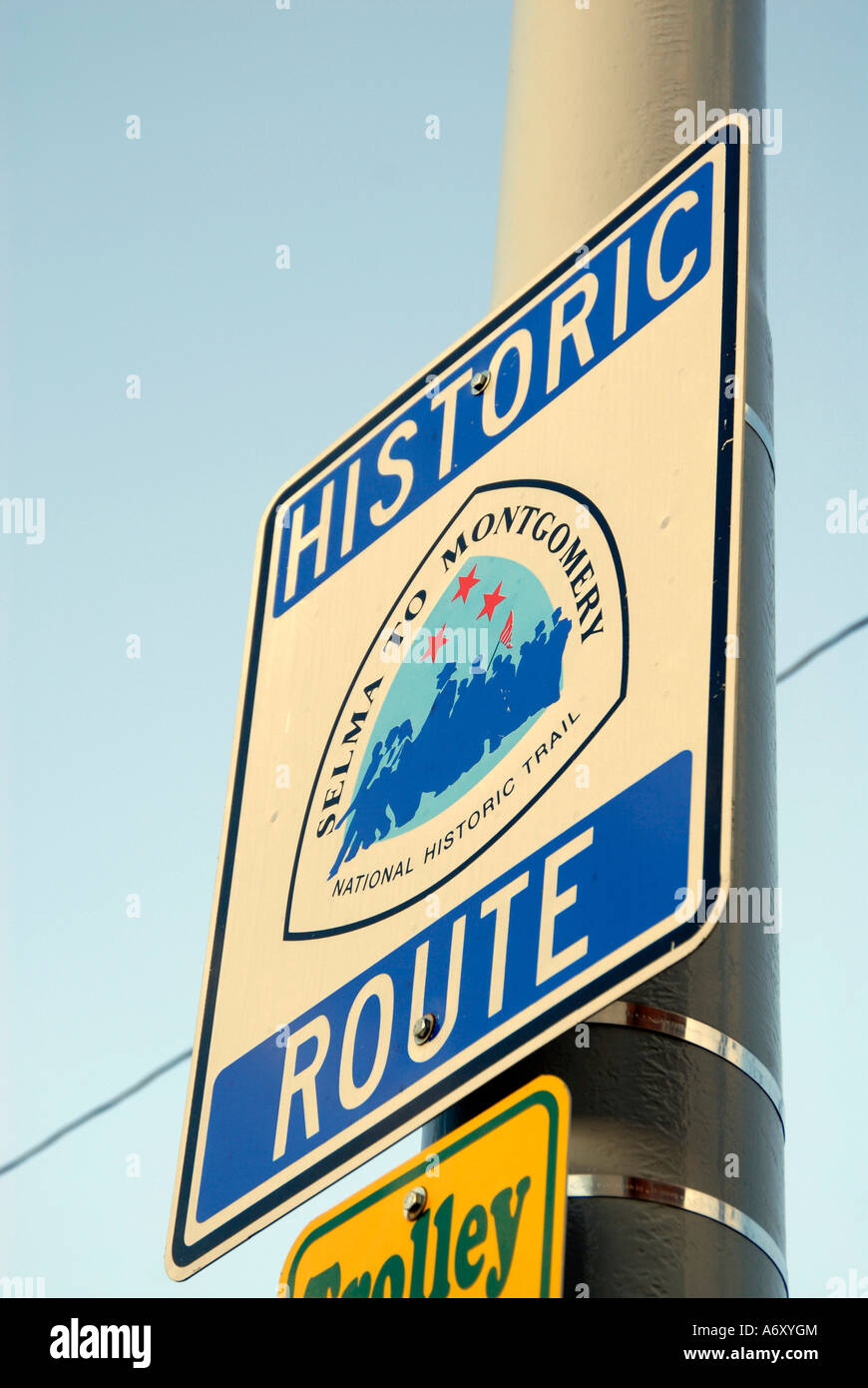Street sign showing historic route of the civil rights movement in the ...