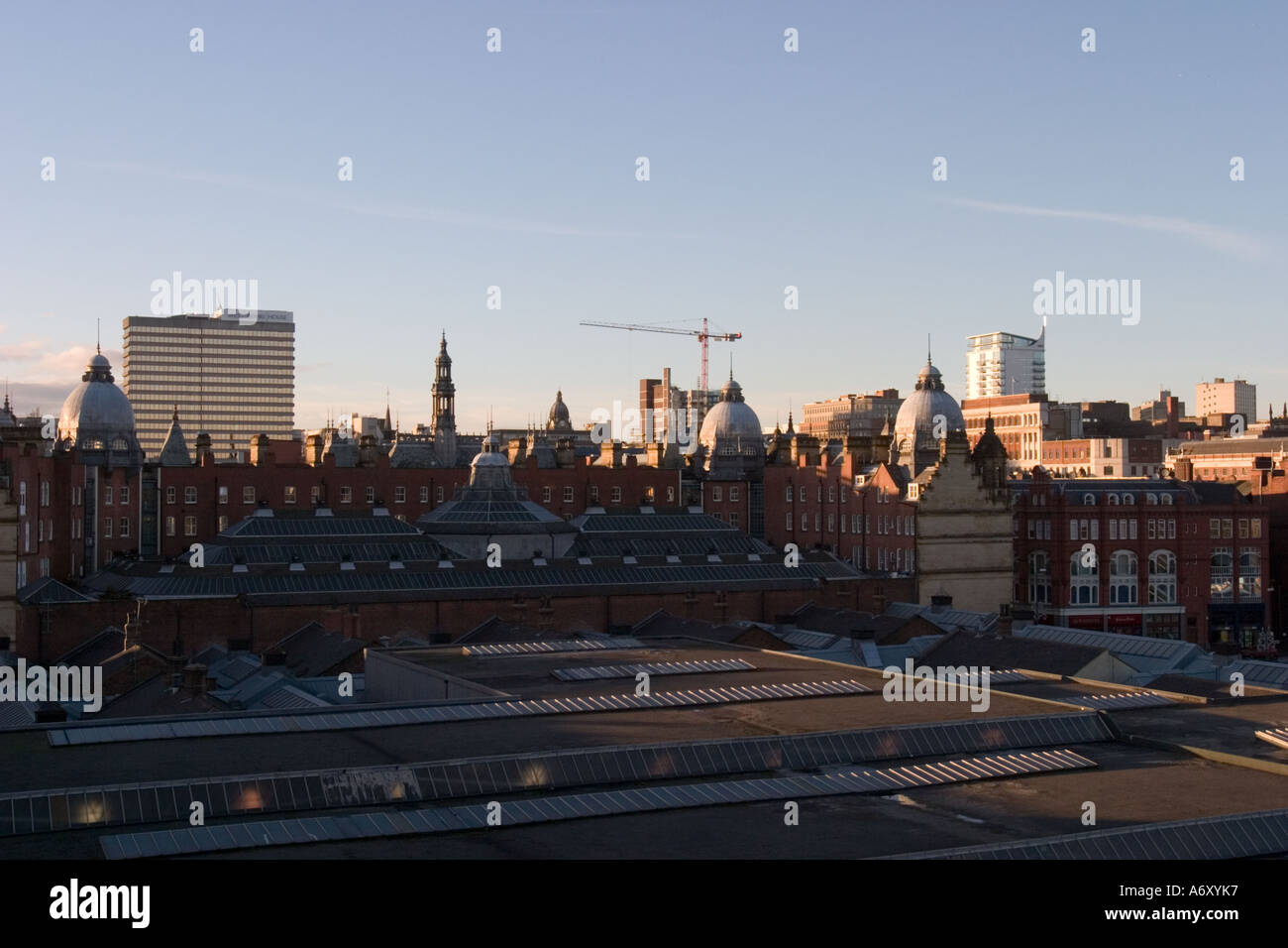 Leeds skyline looking north west from 'New York Street' Stock Photo - Alamy