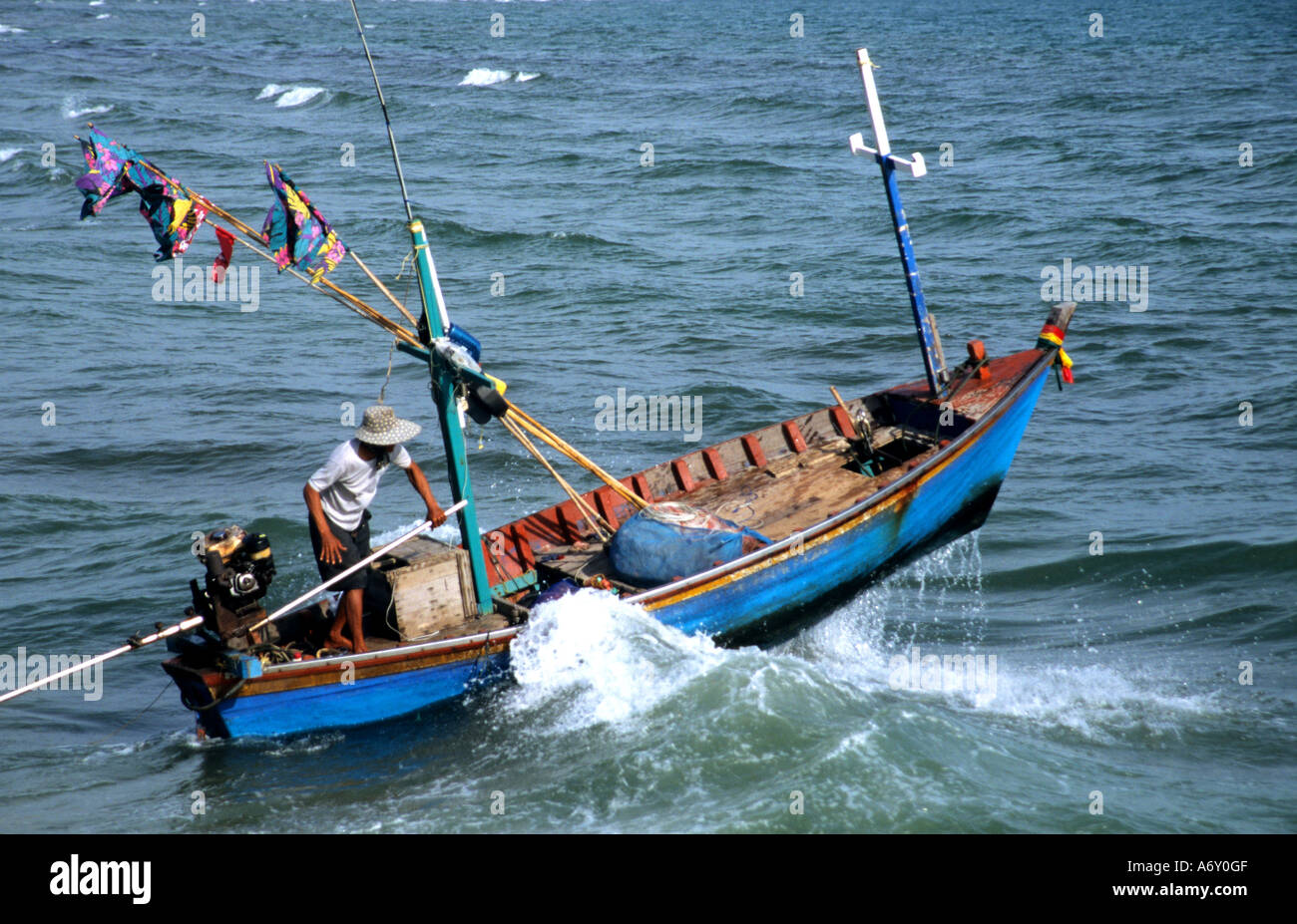 Fishing boat Hua Hin Thailand Thai fisherman Stock Photo - Alamy
