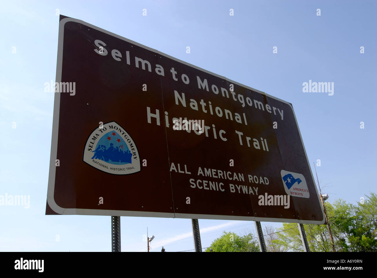 Sign showing the march route from Selma to Montgomery historic Selma ...