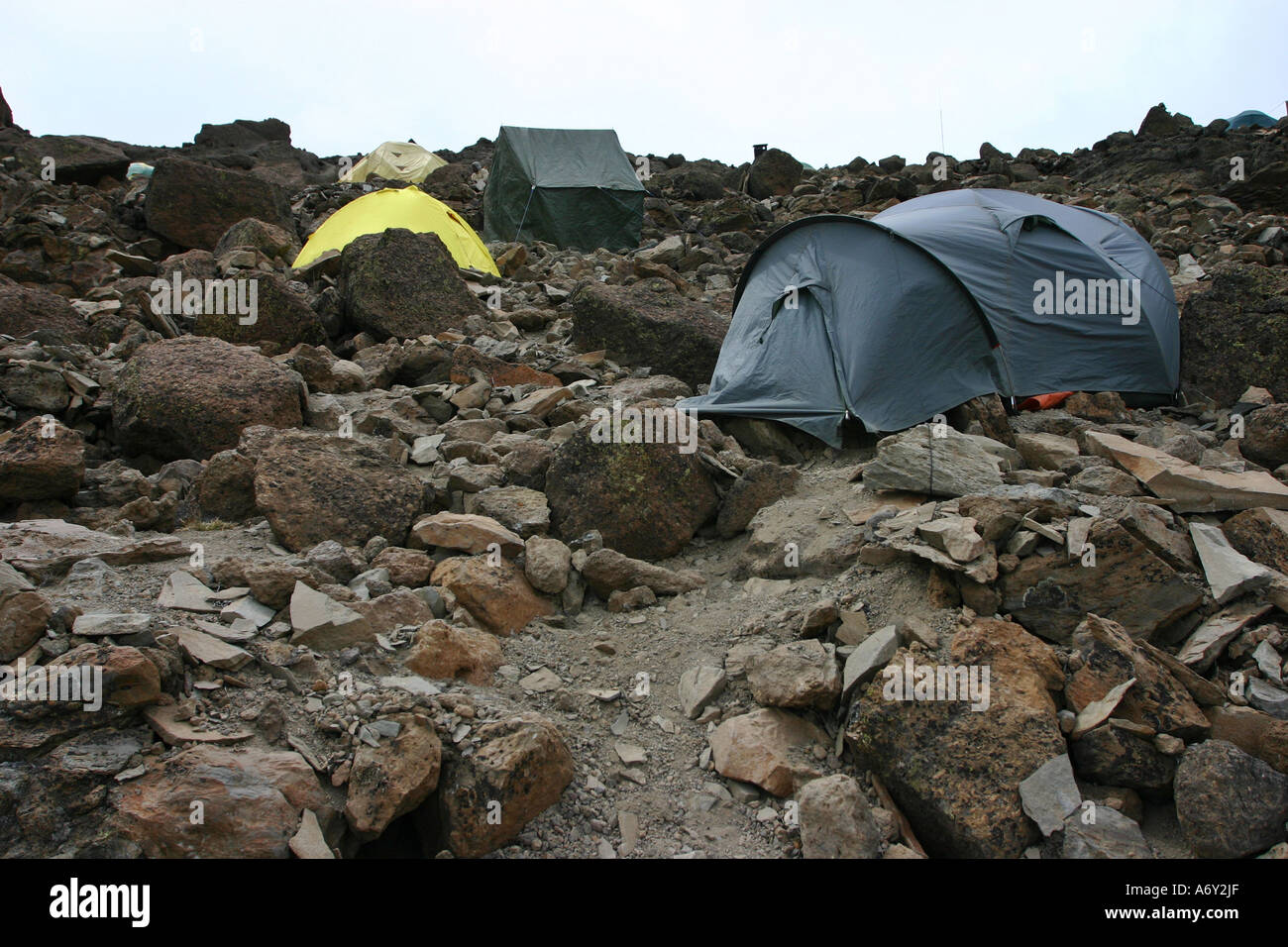 Barafu campsite, high on Mount Kilimanjaro, Tanzania, Africa Stock ...