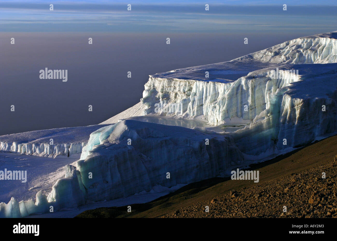 A glacier on the summit of Mount Kilimanjaro, Tanzania, Africa Stock ...