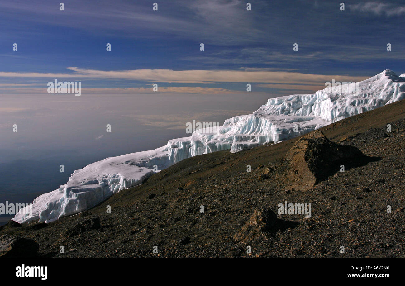 A glacier on the summit of Mount Kilimanjaro, Tanzania, Africa Stock ...