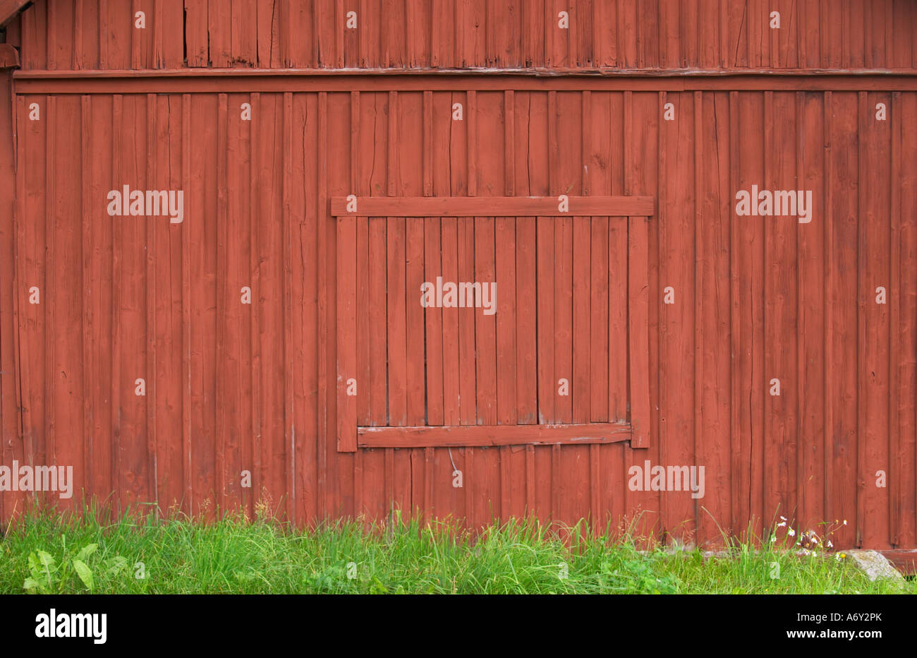 Traditional style Swedish wooden painted house. Window Boarded up ...