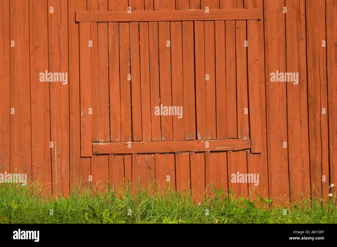 Traditional style Swedish wooden painted house. Window Boarded up ...