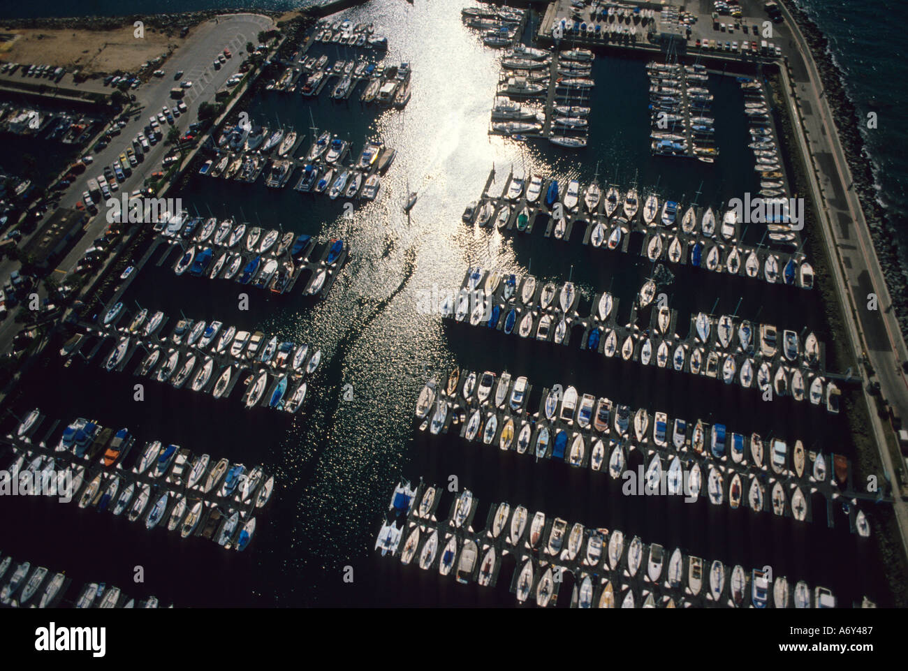 aerial view of boats in a marina Stock Photo - Alamy