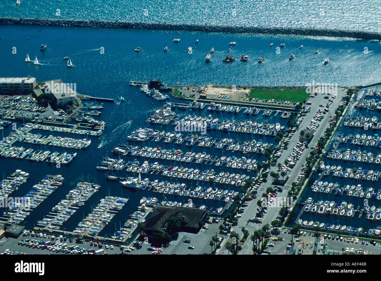 aerial view of boats in a marina Stock Photo - Alamy