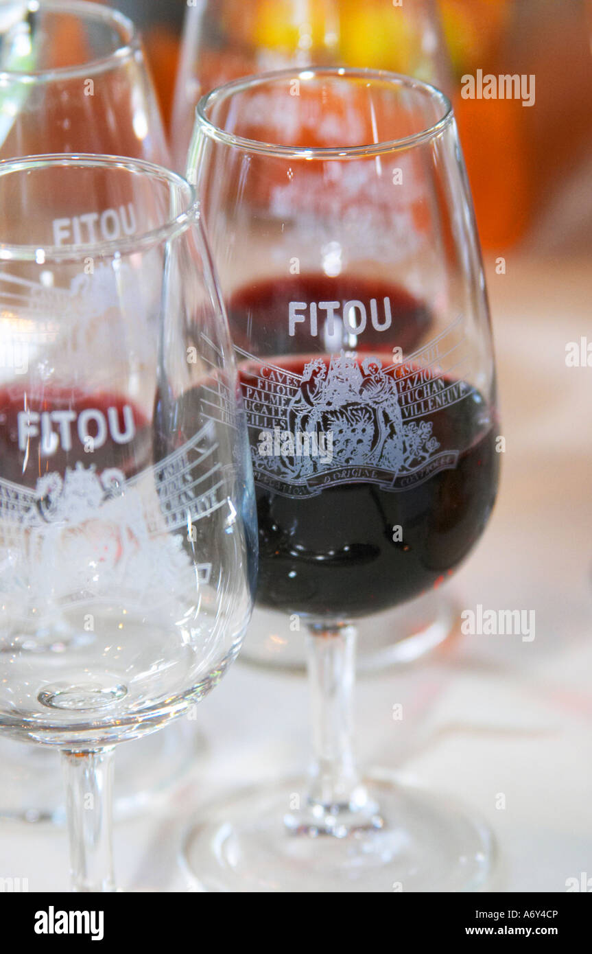 Fitou. Languedoc. ISO standard shape wine tasting glass. France. Europe ...