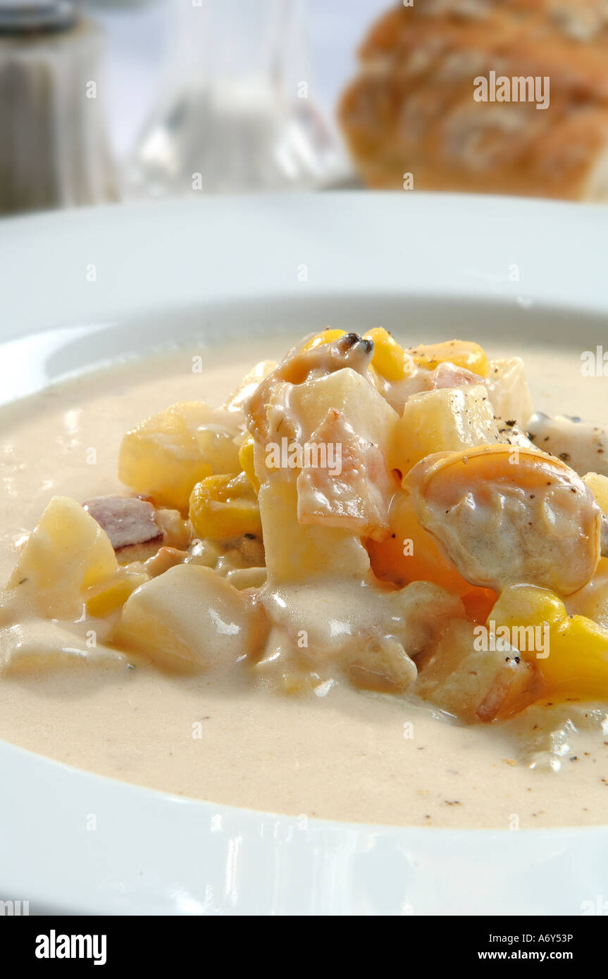 New England style clam chowder Stock Photo - Alamy