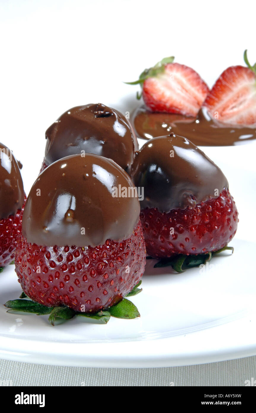 Large strawberries with melted chocolate Stock Photo - Alamy