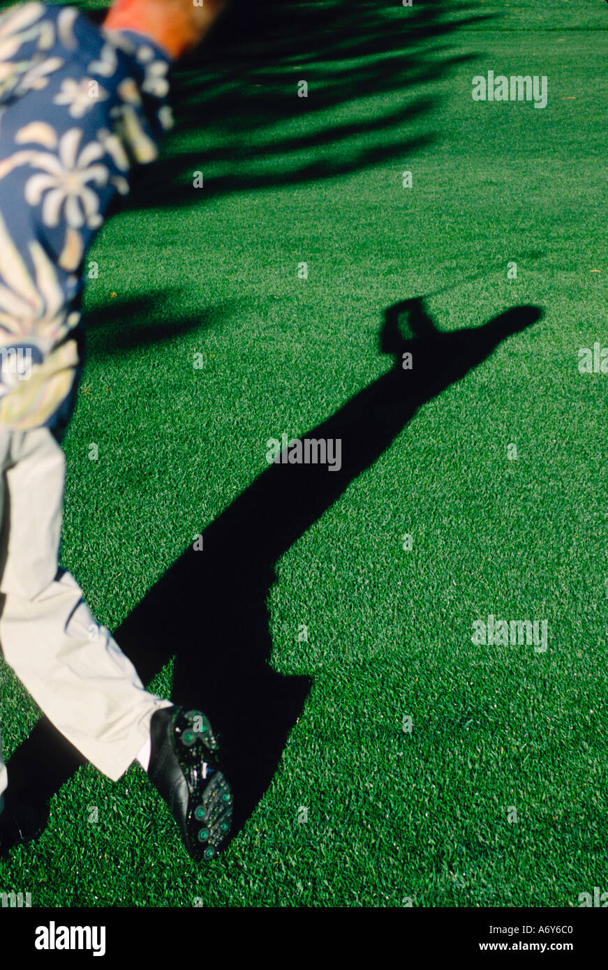 shadow of a golfer driving the ball Stock Photo - Alamy