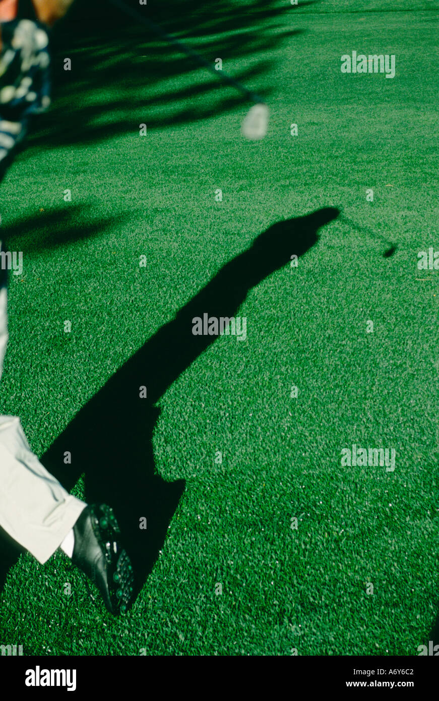 shadow of a golfer driving the ball Stock Photo - Alamy