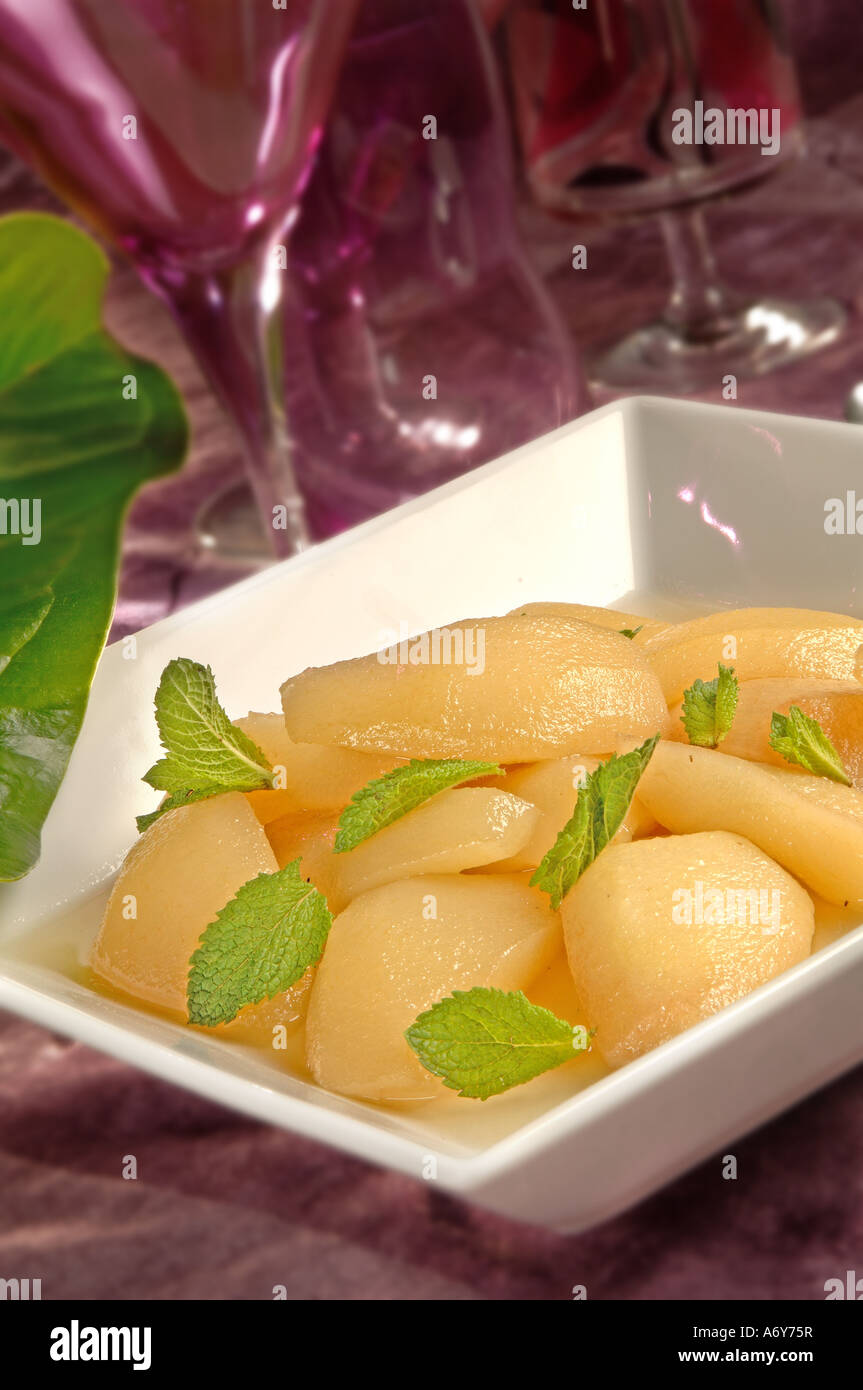 Pears in mint syrup Stock Photo - Alamy