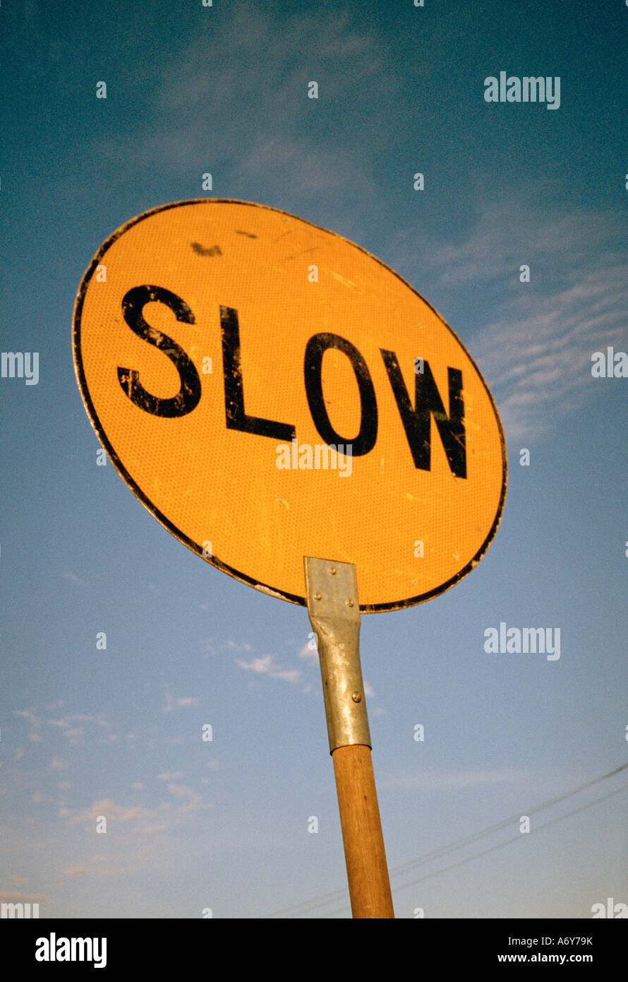 Slow road sign Stock Photo - Alamy