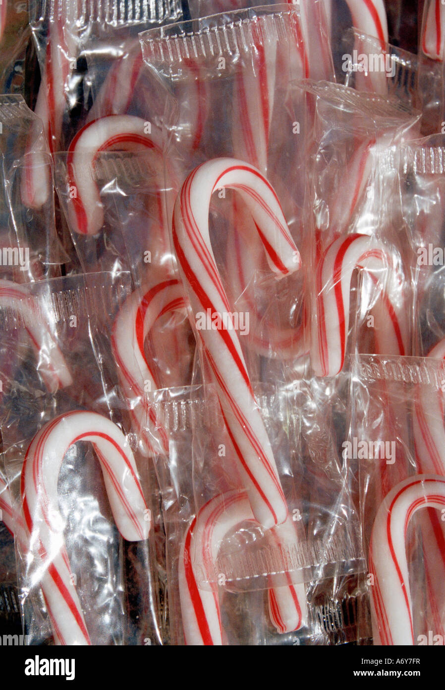 Candy canes in plastic packaging Stock Photo - Alamy