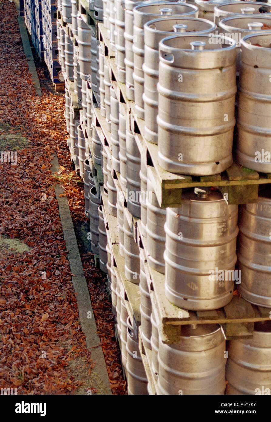 Stacks of beer kegs Stock Photo - Alamy
