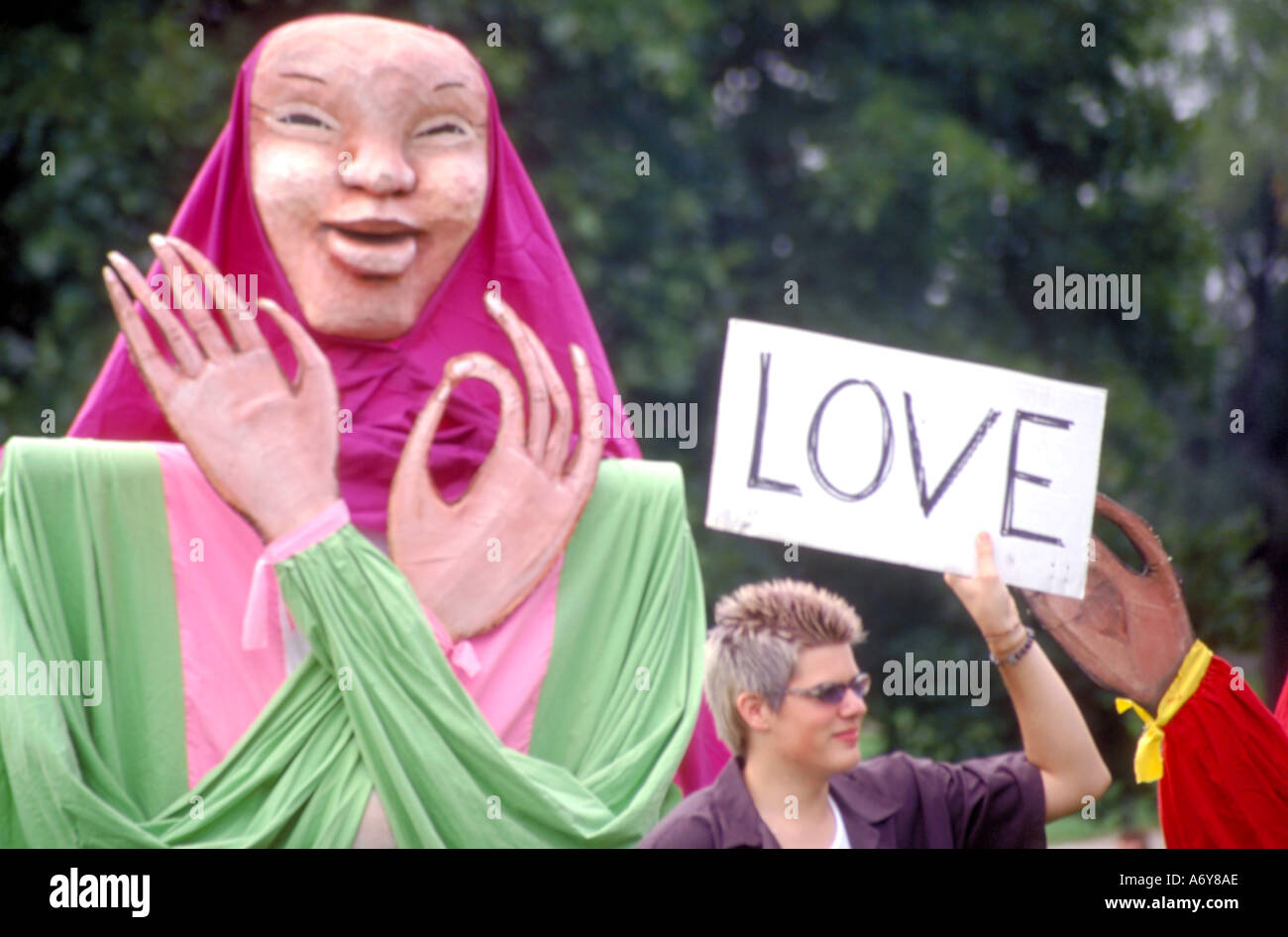 Adult size puppet printed word Love Stock Photo - Alamy