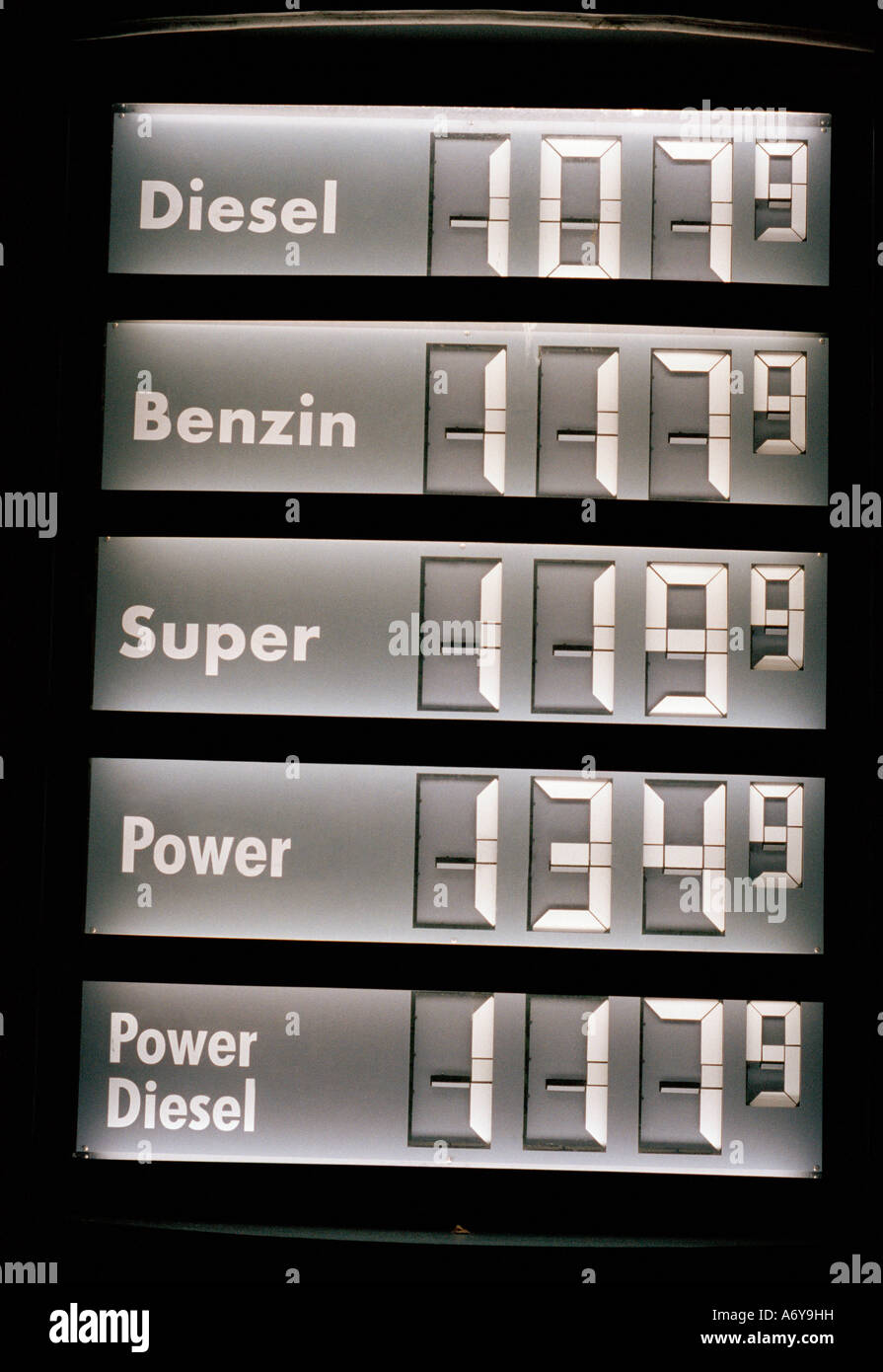 Fuel price sign Stock Photo - Alamy