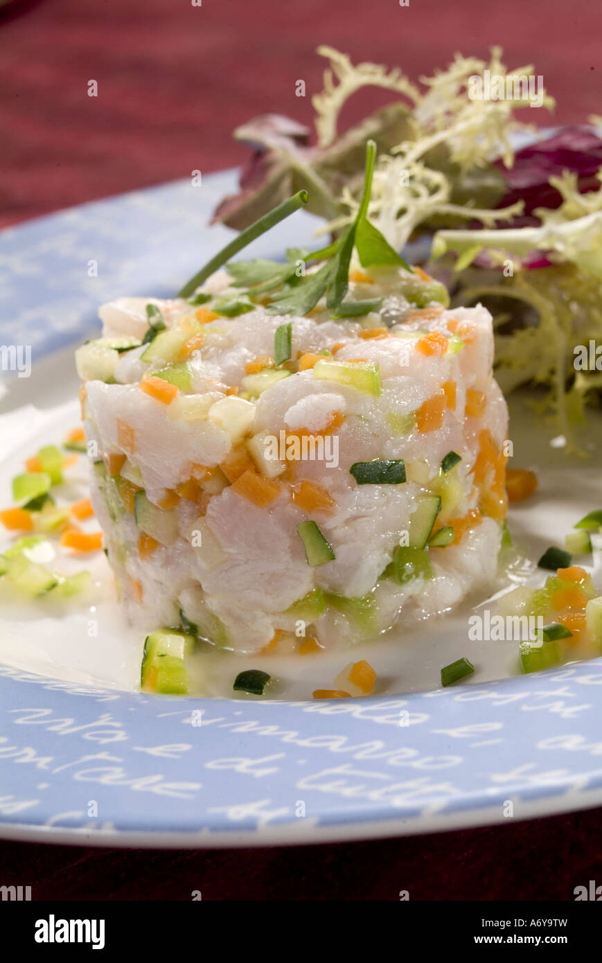 Hake tartar with vegetables Stock Photo - Alamy