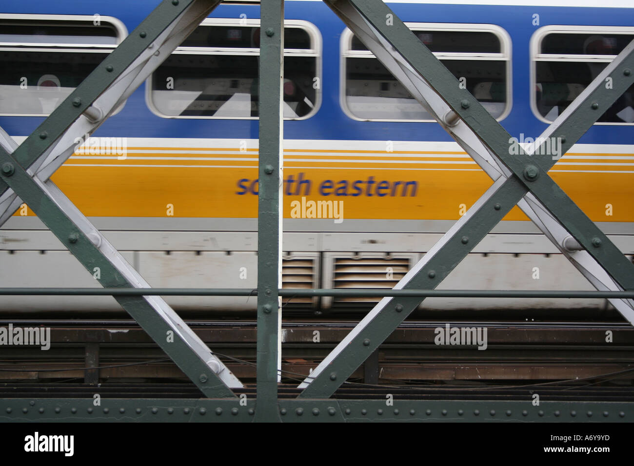 South Eastern Train on Bridge Stock Photo - Alamy