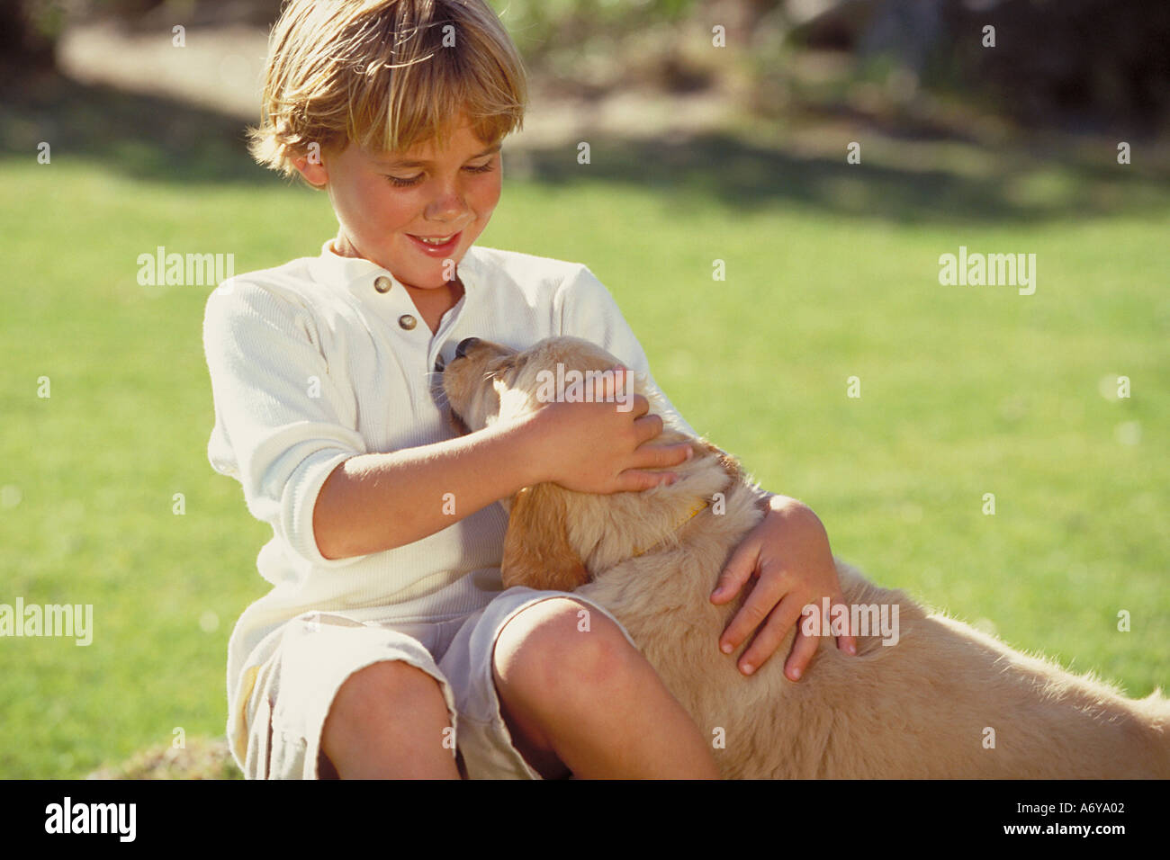 Portrait dog and boy hi-res stock photography and images - Alamy