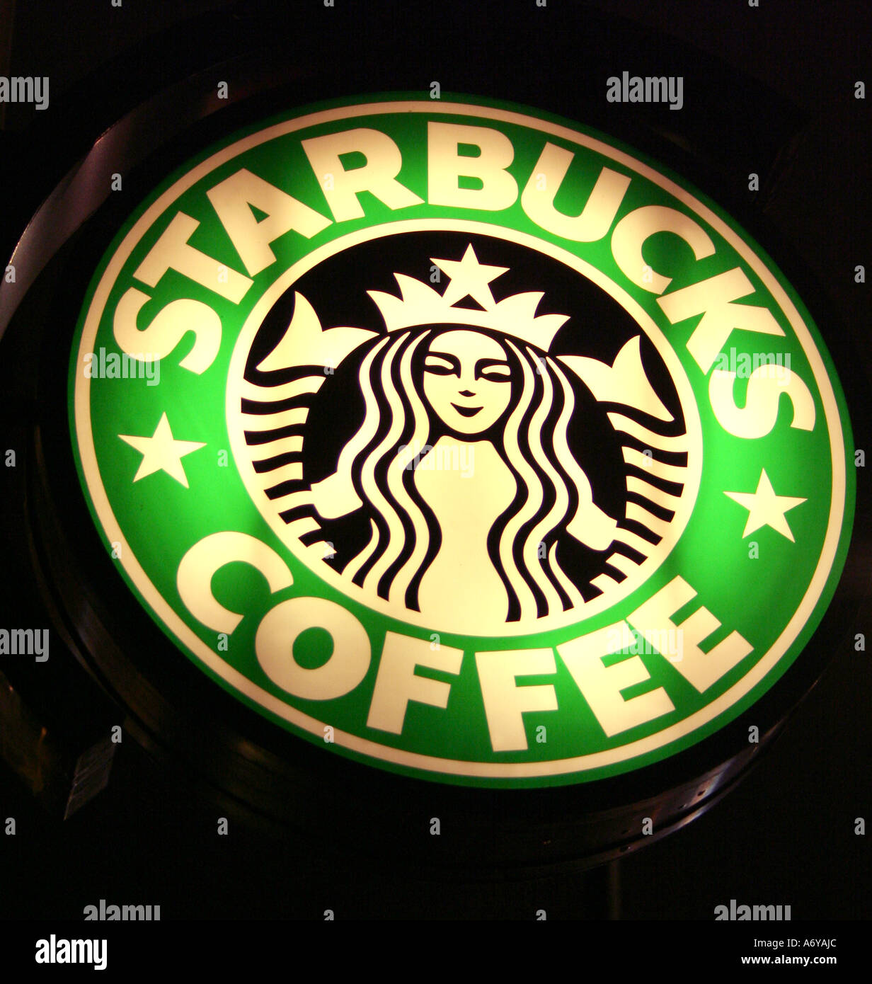 Starbucks Sign at Night Stock Photo - Alamy