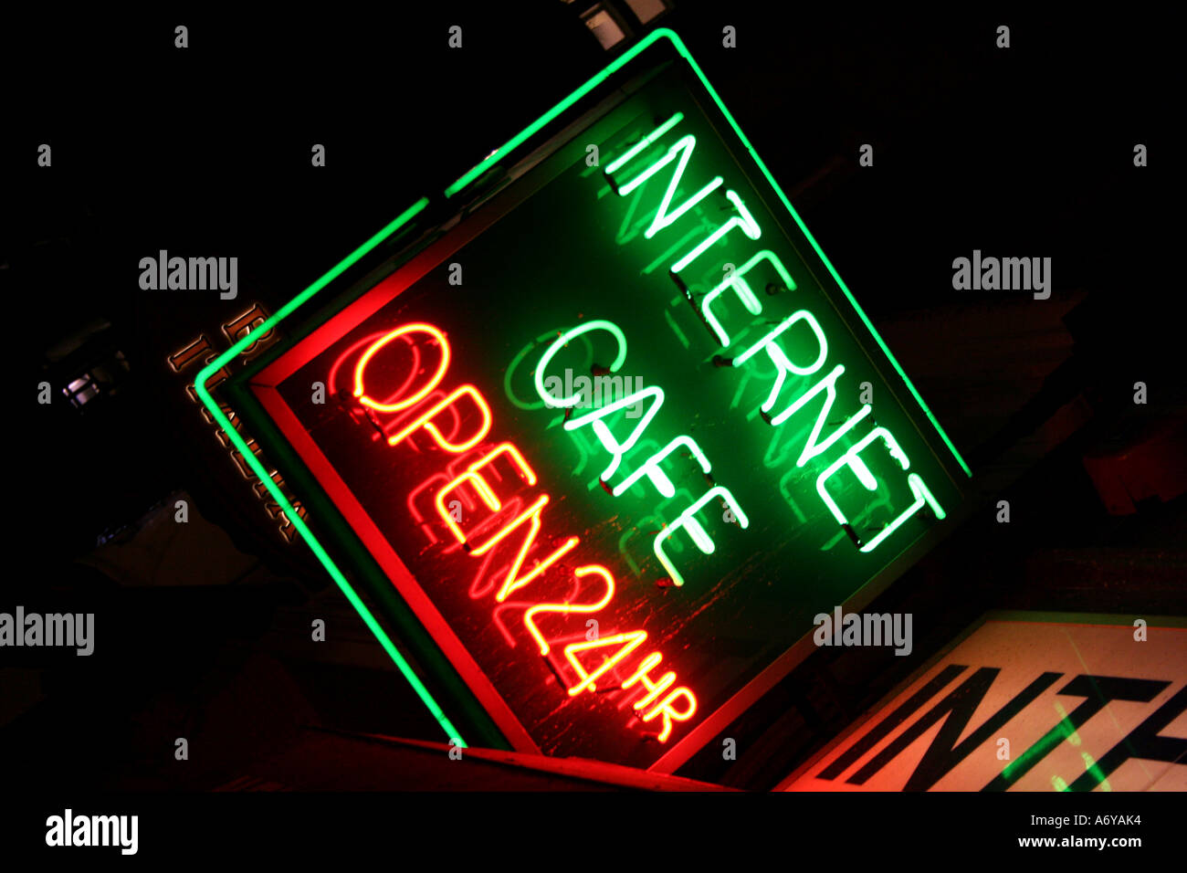 Internet Cafe Neon Sign Stock Photo - Alamy
