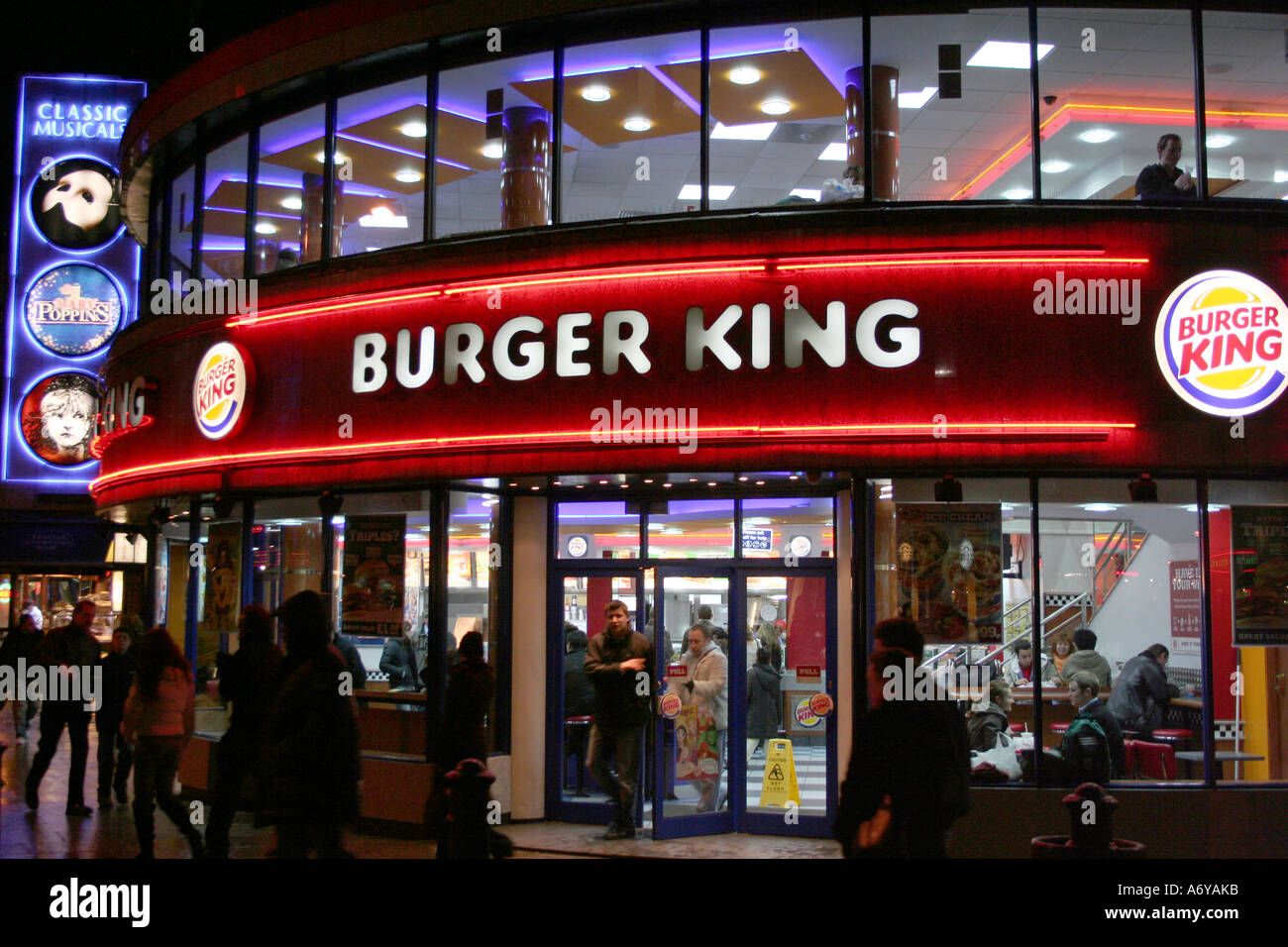 Burger King in Leicester Square at Night Stock Photo - Alamy