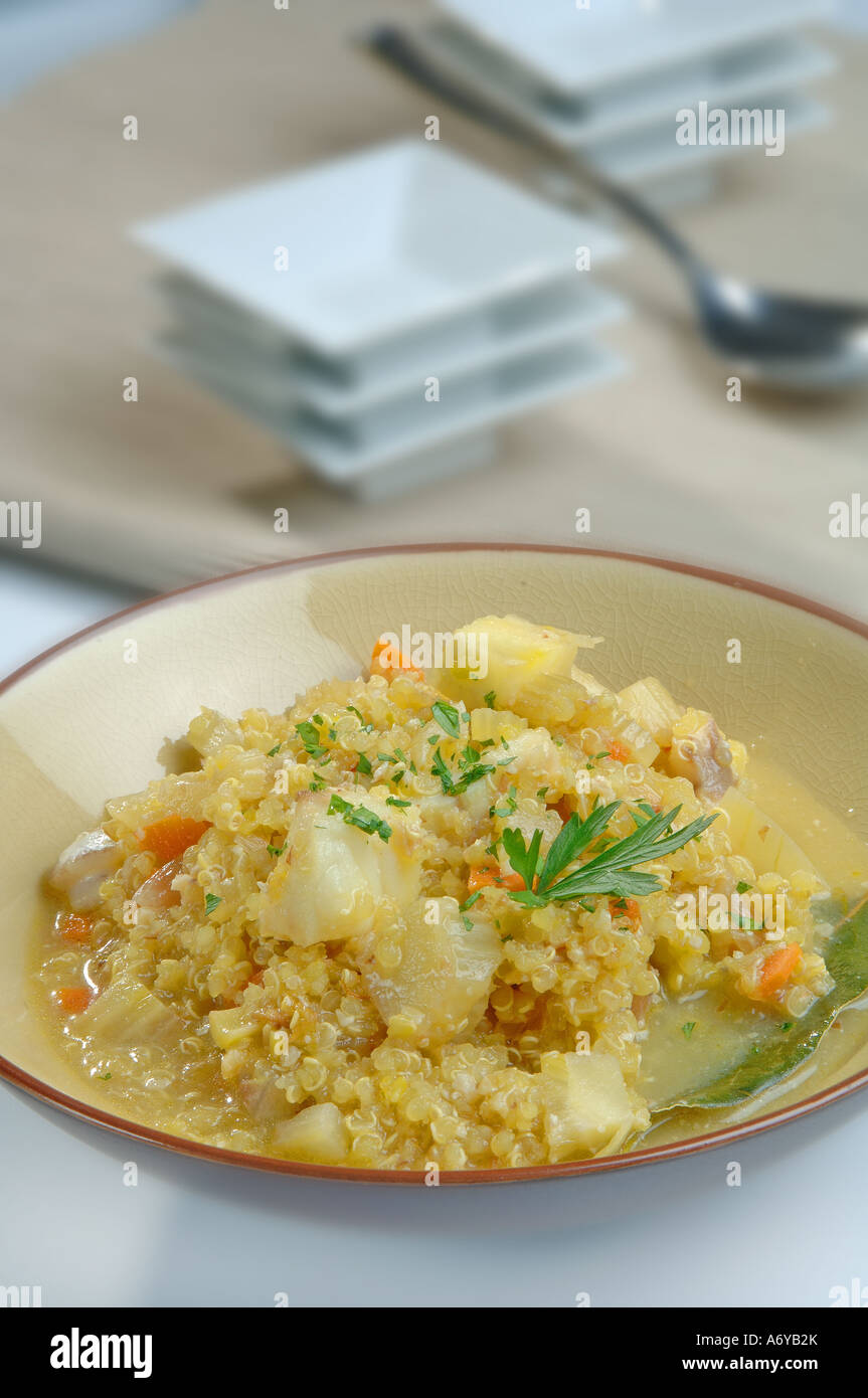Monkfish soup with quinoa cereal Stock Photo - Alamy