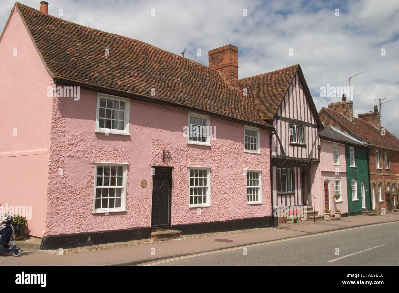 Pink Cottage at Lavenham Suffolk England Stock Photo - Alamy